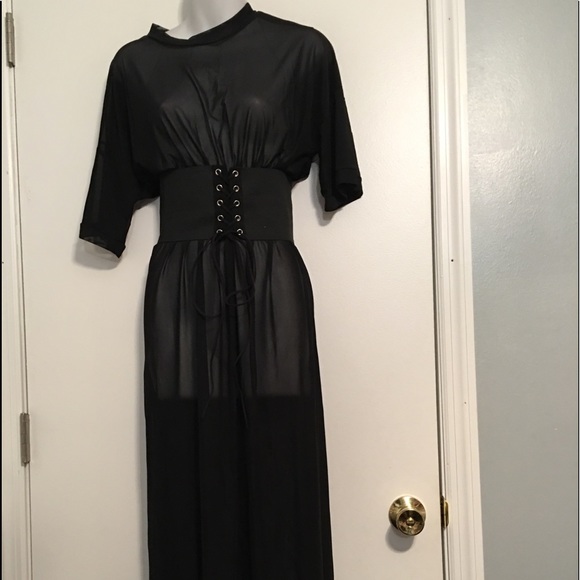Tic Toc | Dresses | Black Sheer Dress With Attached Lace Up Beltnwot ...